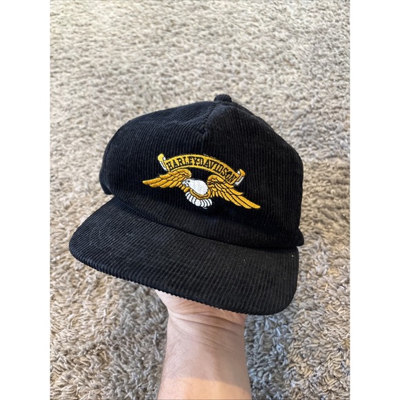 Party Supplies | Vintage Harley Davidson Corduroy Hat Zipper Back Ama ...